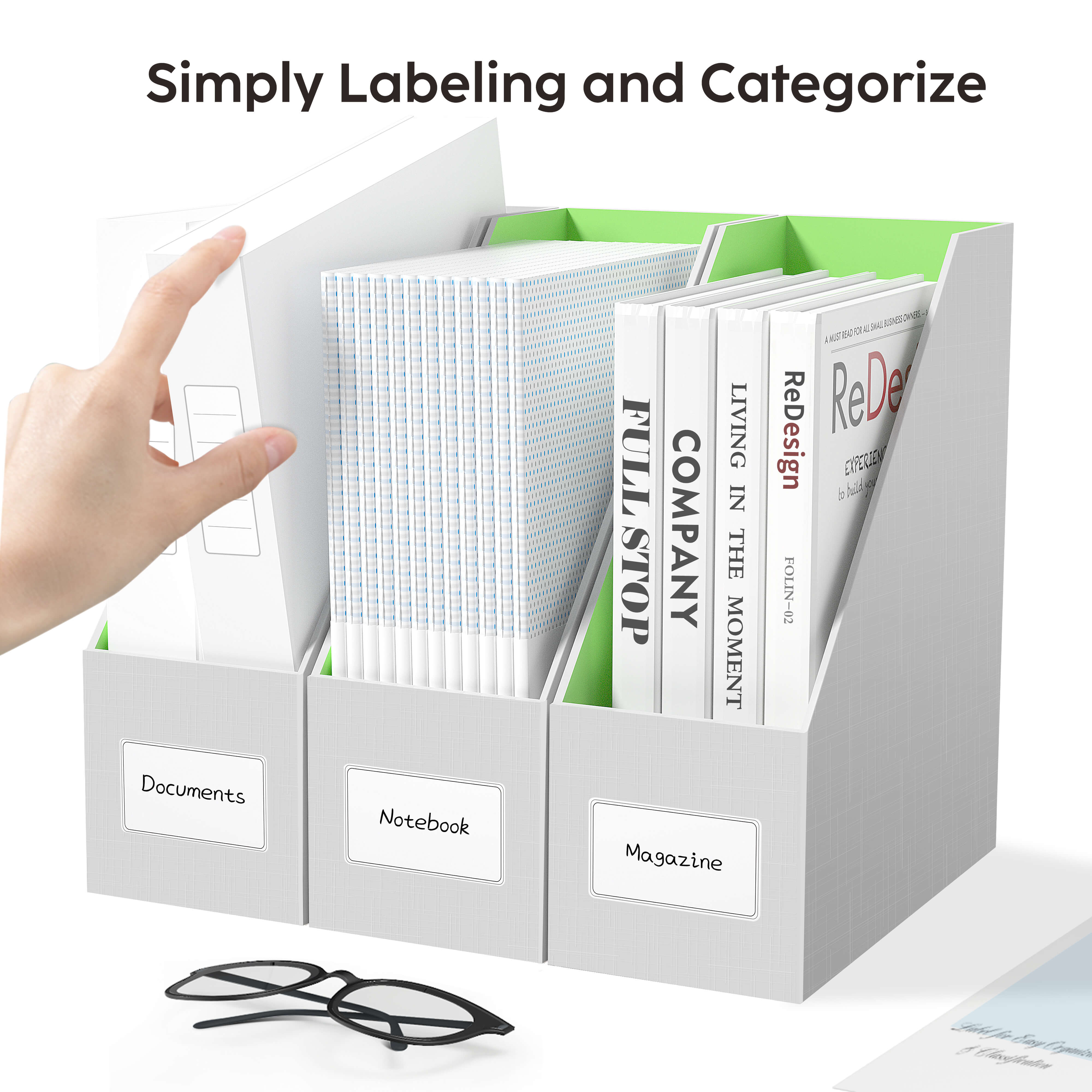 Cardboard Magazine File Standing Holders for Storing Books, Documents ...